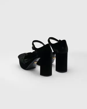 Prada Velvet Platform Sandals