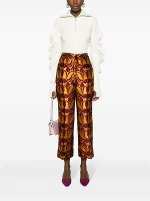 La DoubleJ Hendrix Jacquard Cropped Trousers - Yellow