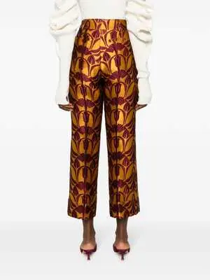 La DoubleJ Hendrix Jacquard Cropped Trousers - Yellow