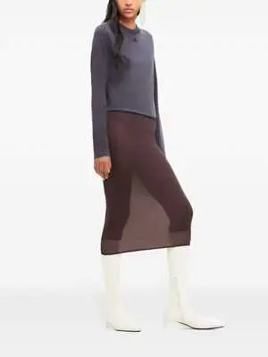 COURREGES Semi-sheer Midi Skirt - Brown