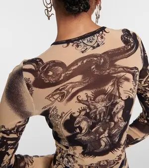 JEAN PAUL GAULTIER Tattoo Collection Printed Mesh Top