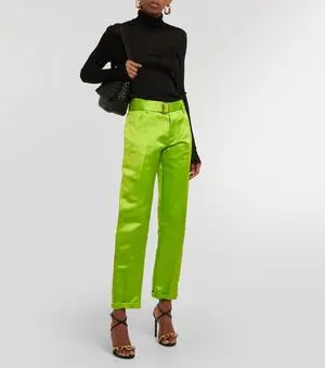 TOM FORD Cuffed Silk Straight Pants