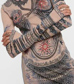 JEAN PAUL GAULTIER Tattoo Collection Sheer Midi Dress
