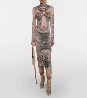 JEAN PAUL GAULTIER Tattoo Collection Sheer Midi Dress