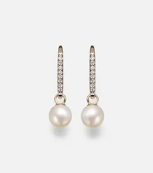 Mateo 14kt Yellow Drop Earrings With Diamonds And Pearls - Gold