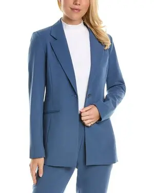 T Tahari T Tahari Notch Collar One-Button Blazer Blue