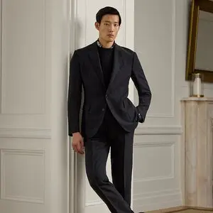 Ralph Lauren Gregory Hand-Tailored Silk-Linen Trousers Black