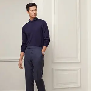 Ralph Lauren Purple Label Gregory Hand-tailored Silk-linen Trousers - Classic Chairman Navy