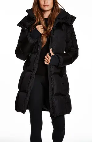 Sam. Belted Down Puffer Coat With Removable Hood - Matte Black