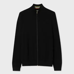 Paul Smith Merino Wool Full Zip Cardigan - Black