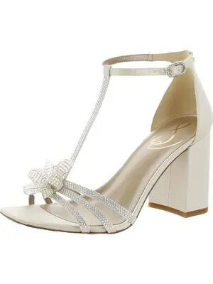 Sam Edelman Donnie Womens Ankle Strap Embellished Heels - White