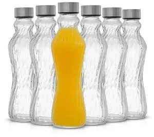 JOYJOLT Spring Glass Fluted Water Bottles Set O 6