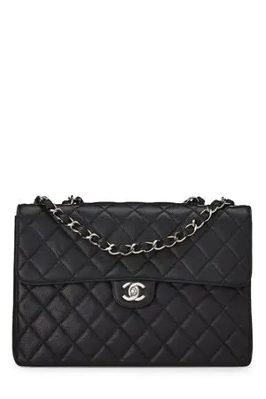 CHANEL Quilted Caviar Half Flap Bag