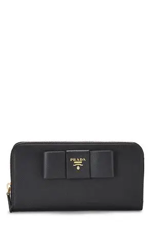 Prada Saffiano Bow Zip Around Wallet