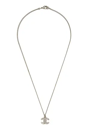 Chanel Crystal 'cc' Necklace - Silver