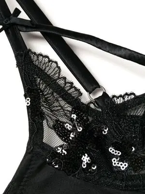 FLEUR DU MAL Sequin Violet Floral-lace Ouvert Bra