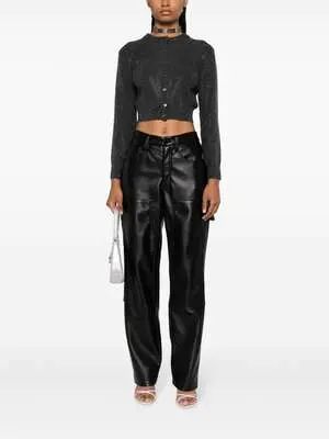 Alexander Wang High-shine Cropped Cardigan - Grey