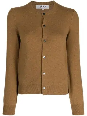 Play Comme Des Garcon Fine-knit Wool Cardigan - Brown