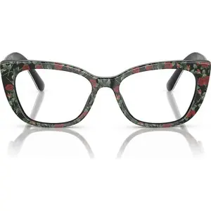 Dolce & Gabbana Dolce&Gabbana 49mm Cat Eye Optical Glasses Red Roses/demo Lens