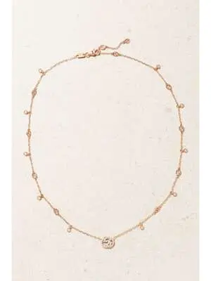Gucci Interlocking G 18-karat Rose Diamond Necklace - Gold