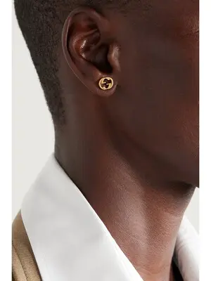 Gucci Interlocking G 18-karat Stud Earrings