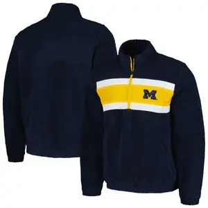 G-III SPORTS BY CARL BANKS Michigan Wolverines Pinch Runner Half-zip Top - Navy