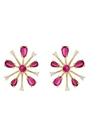 EDEN PRESLEY Small Pop Rock Stud Earrings - Gold/ruby