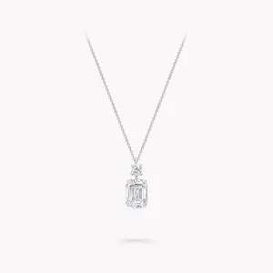 Graff Classic Emerald Cut Diamond Pendant - Platinum And White Gold
