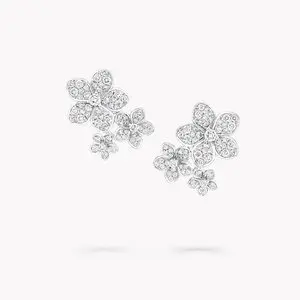 Graff Wild Flower Diamond Cluster Stud Earrings - White Gold