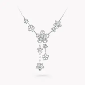 Graff Wild Flower Diamond Drop Necklace - White Gold