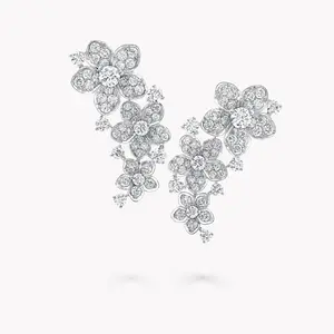 Graff Wild Flower Diamond Ear Climber Earrings - White Gold