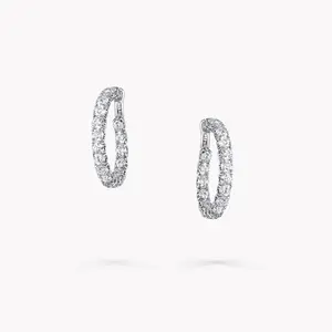 Graff Classic Round Diamond Hoop Earrings - White Gold