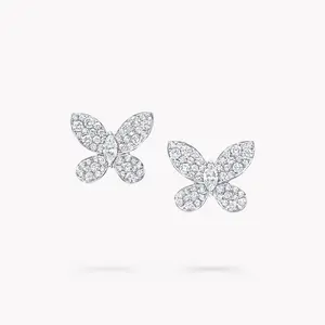 Graff Pavé Butterfly Diamond Stud Earrings - White Gold