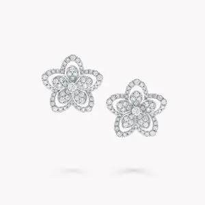 Graff Wild Flower Large Diamond Stud Earrings - White Gold
