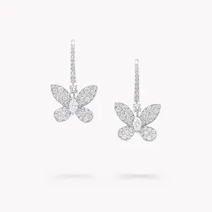 Graff Pavé Butterfly Diamond Drop Earrings - White Gold
