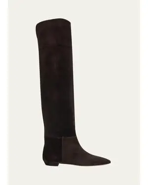 GIANVITO ROSSI Suede Over-the-knee Boots - Moka