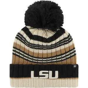 '47 Lsu Tigers Barista Cuffed Knit Hat With Pom - Khaki