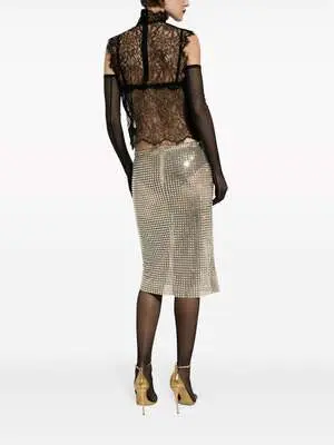 Dolce & Gabbana Rhinestone Mesh Midi Skirt