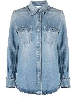 Chloé Frayed Denim Shirt - Blue