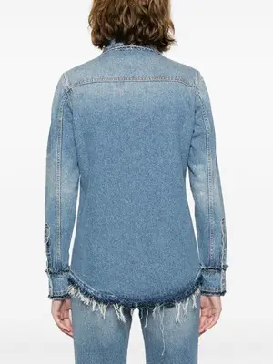 Chloé Frayed Denim Shirt - Blue