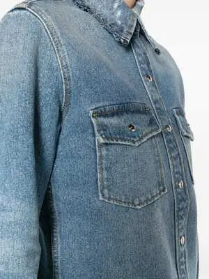Chloé Frayed Denim Shirt - Blue