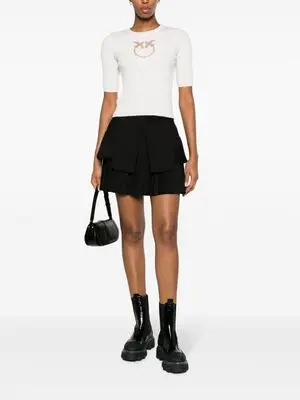 Pinko Logo Intarsia-knit Wool Top - White