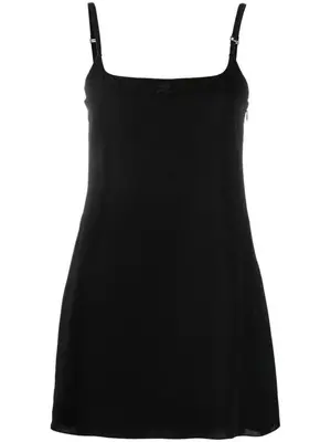 COURREGES Logo-patch Mini Slip Dress - Black