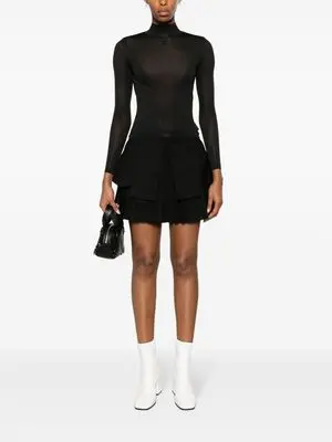 COURREGES Logo-appliqué Fine-knit Top - Black