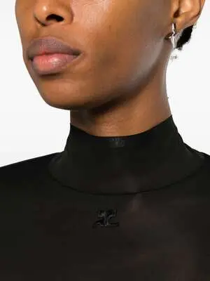 COURREGES Logo-appliqué Fine-knit Top - Black