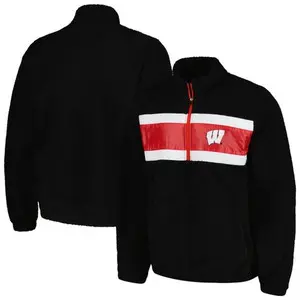 G-III SPORTS BY CARL BANKS Wisconsin Badgers Pinch Runner Half-zip Top - Black