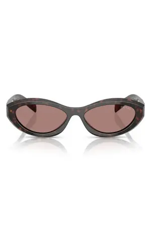 Prada 56mm Oval Sunglasses - Brown Tortoise