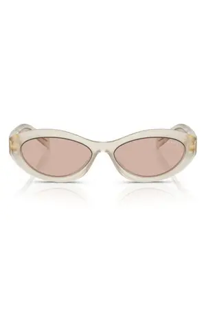 Prada 56mm Oval Sunglasses - Brown White
