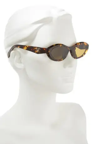Prada 56mm Oval Sunglasses - Dark Brown