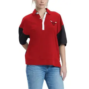 Tommy Hilfiger Chicago Bulls Taya Puff Sleeve Pique Polo Shirt - Red